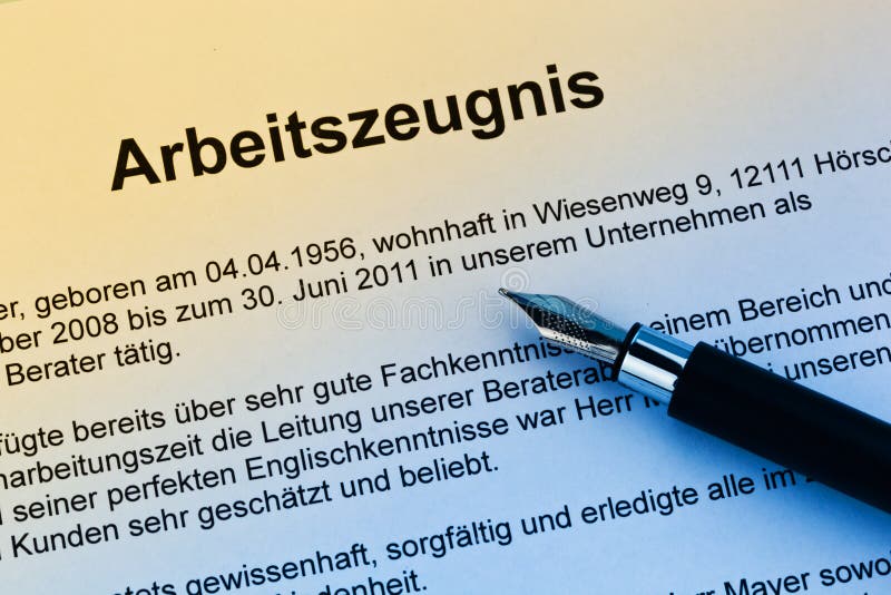 Work Certificate in German Language Stock Photo - Image of opportunity ...