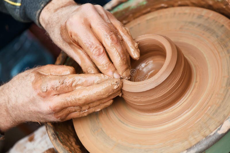 Potter working clay stock image. Image of clay, vase, finger - 1803459