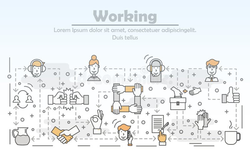 Work with Clients Concept Vector Flat Line Art Illustration Stock ...