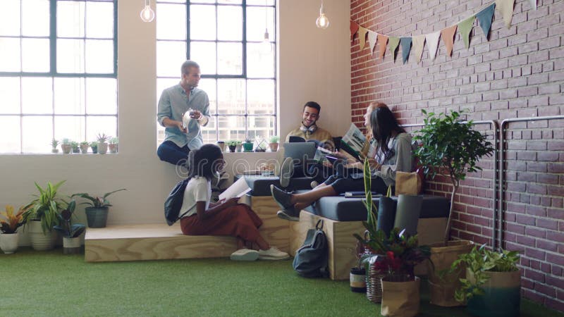 Work, Collaboration and Teamwork in a Coworking Office with Staff and ...