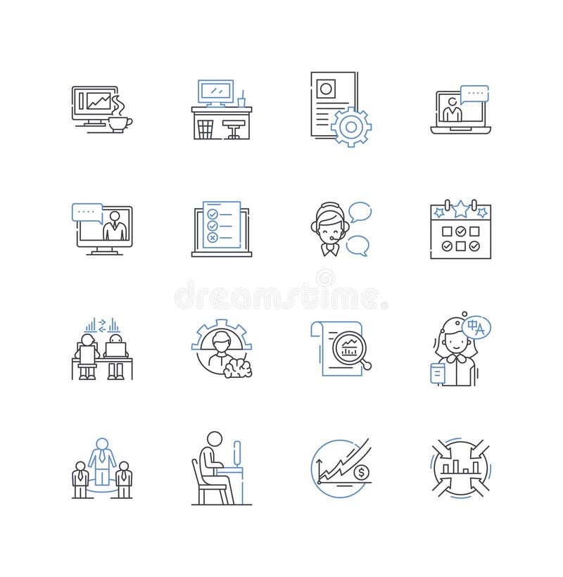 Work Commitments Line Icons Collection. Responsibility, Dedication ...