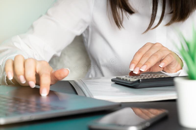 Work at the Computer with Documents. Stock Photo - Image of notebook ...