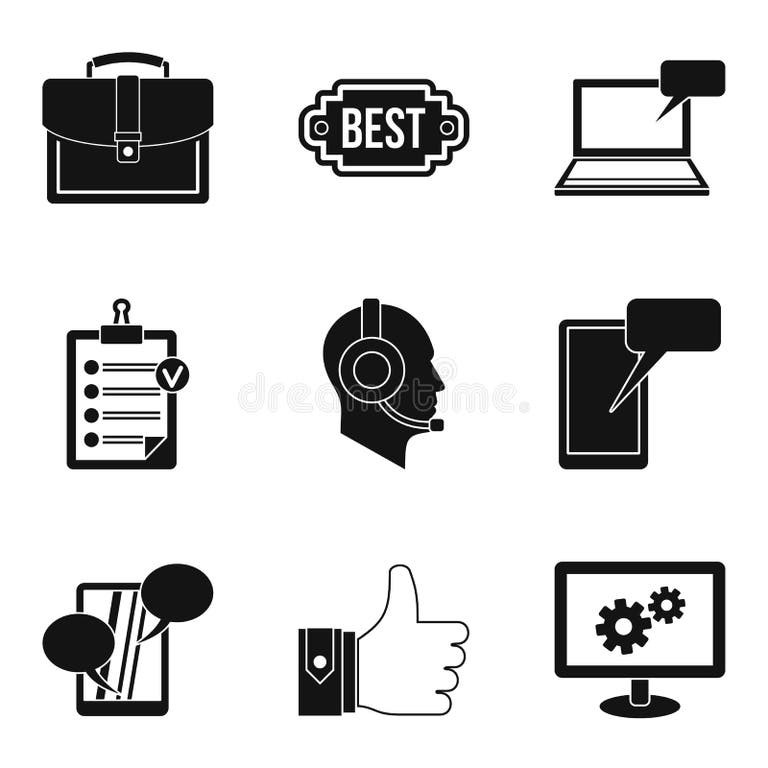 Work Computer Icons Set, Simple Style Stock Vector - Illustration of ...