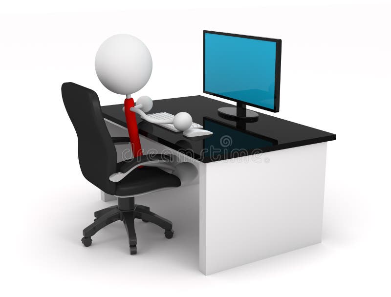 Work on a computer stock illustration. Illustration of digital - 220605056