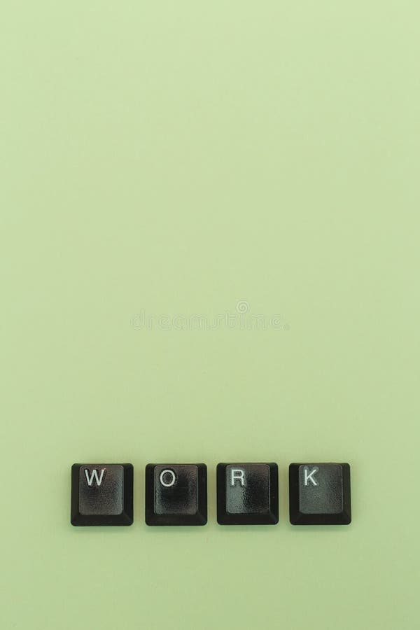 Work Concept with Keyboard Letters on Pink Background. Vertical View ...