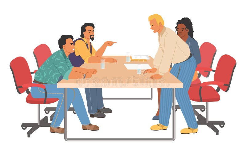 Work Conflict Vector Arguing Coworkers at Table Stock Vector ...