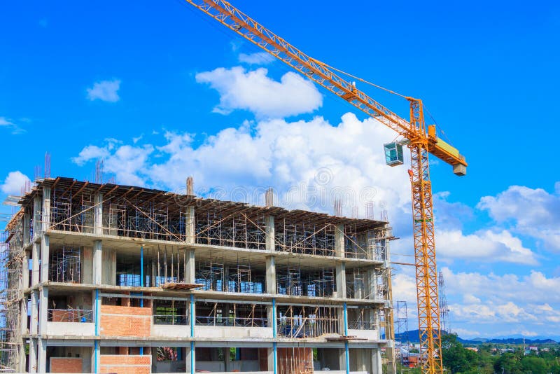 Work Construction in Building High Site and Tower Crane Work Outdoor ...