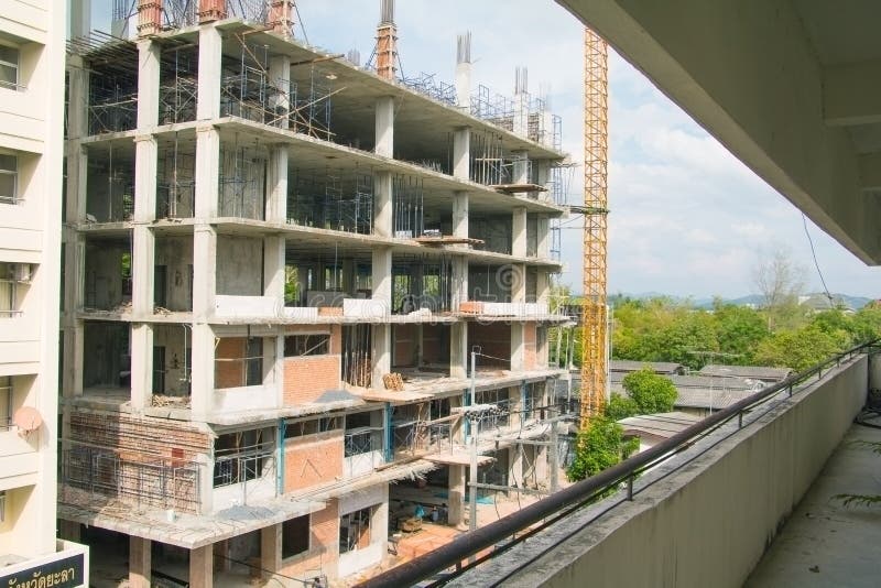 Work Construction in Building High Site Workplace with Copy Space Add ...