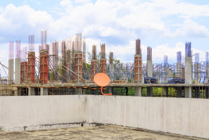 Work Construction in Building High Site Workplace with Copy Space Add ...