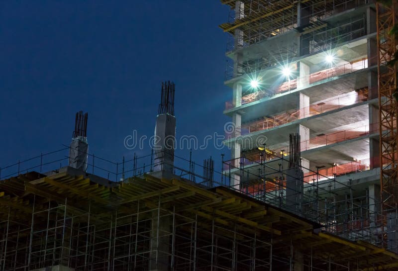 Construction, night scene stock image. Image of activity - 42105339