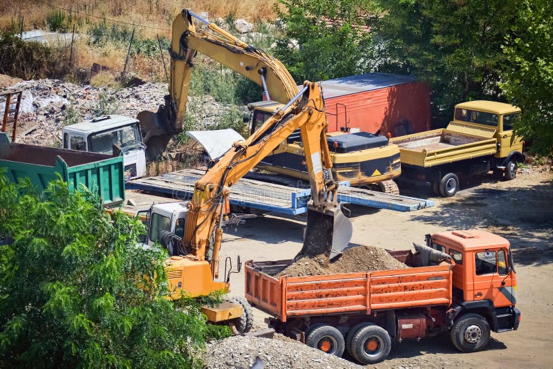 Several Construction Vehicles Stock Image - Image of fronted, machinery ...