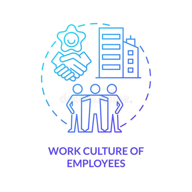 Work Culture of Employees Blue Gradient Concept Icon Stock Vector ...