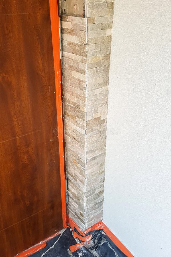 Work with Decorative Stone, the Corner Near the Door is Lined with ...