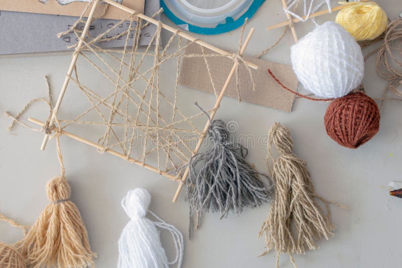 Work of Designer - Multi-colored Tassels Made of Woolen Thread, Wooden ...