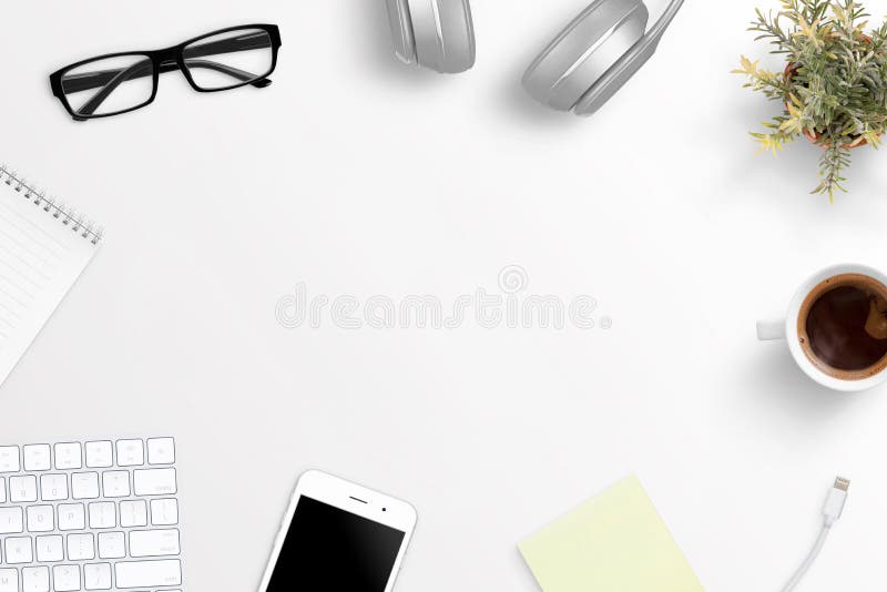 Work Desk Composition. Hero, Header Image with Free Space for Text in ...