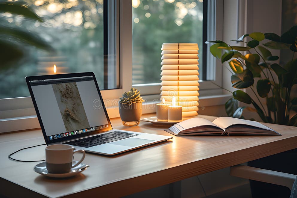 Work Desk with Computer Simulation Equipment Office Supplies and Desk ...