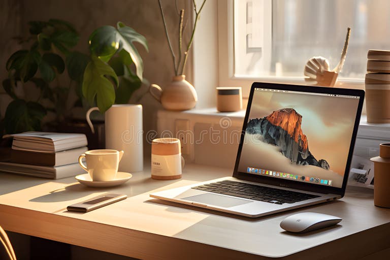 Work Desk with Computer Simulation Equipment Office Supplies and Desk ...