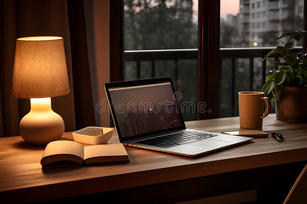 Work Desk with Computer Simulation Equipment Office Supplies and Desk ...
