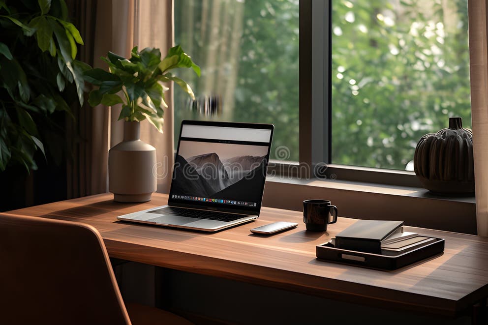 Work Desk with Computer Simulation Equipment Office Supplies and Desk ...