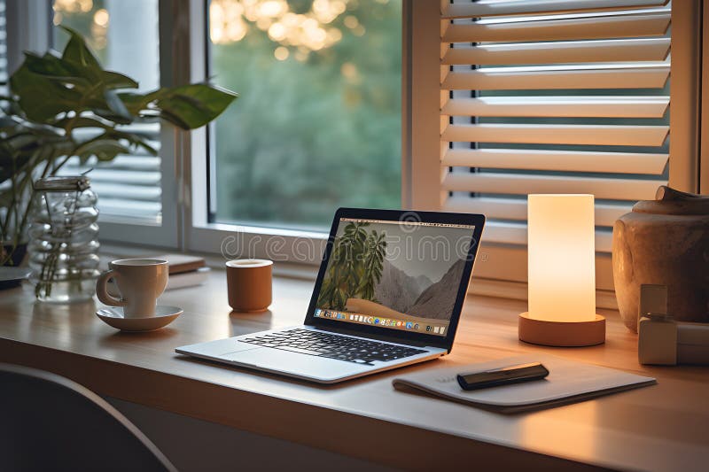 Work Desk with Computer Simulation Equipment Office Supplies and Desk ...