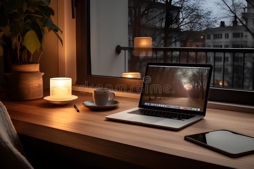 Work Desk with Computer Simulation Equipment Office Supplies and Desk ...