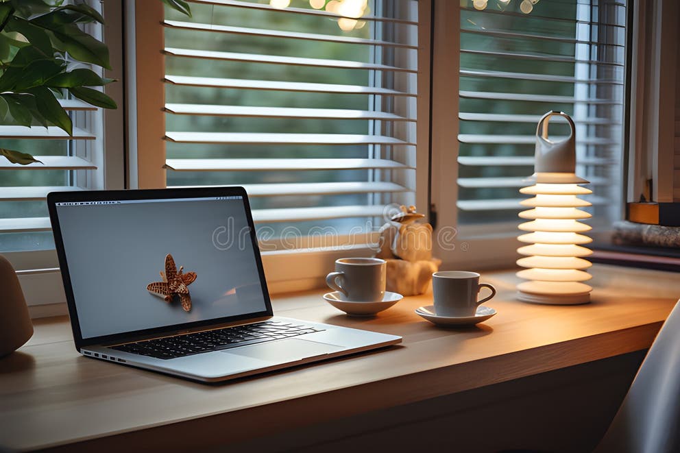 Work Desk with Computer Simulation Equipment Office Supplies and Desk ...