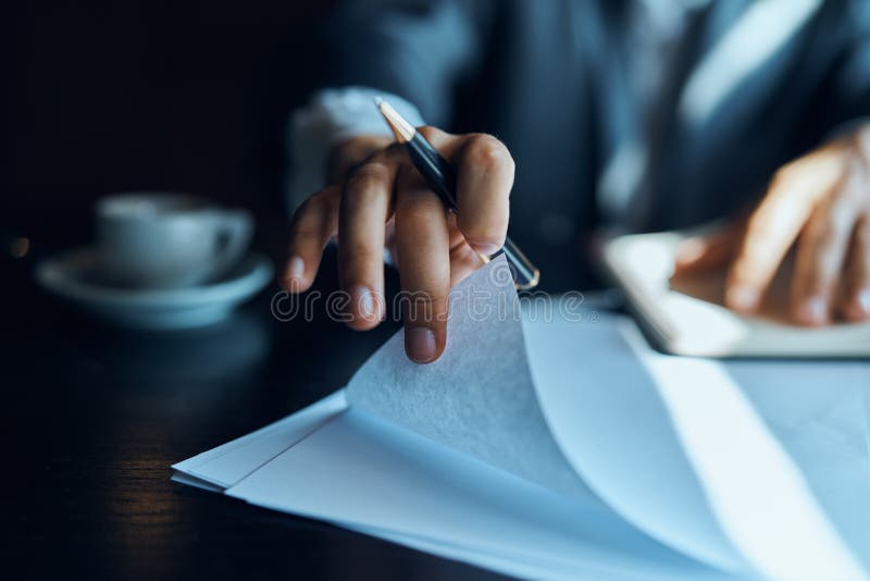 Work Desk Documents Cafe Official Finance Manager Stock Image - Image ...