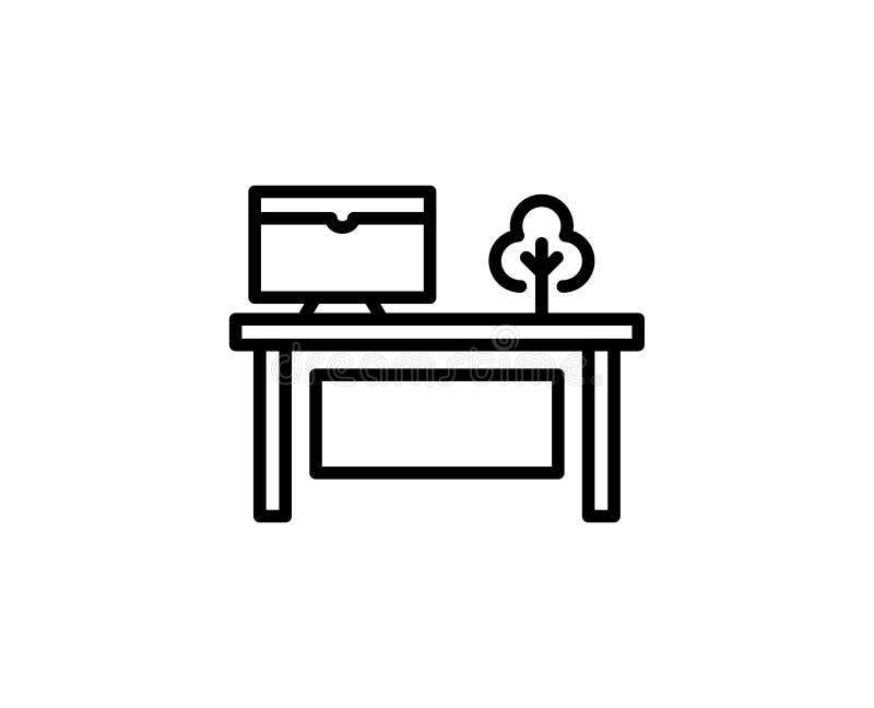 Work desk line icon stock illustration. Illustration of comfortable ...
