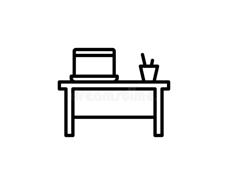 Work desk line icon stock illustration. Illustration of comfortable ...