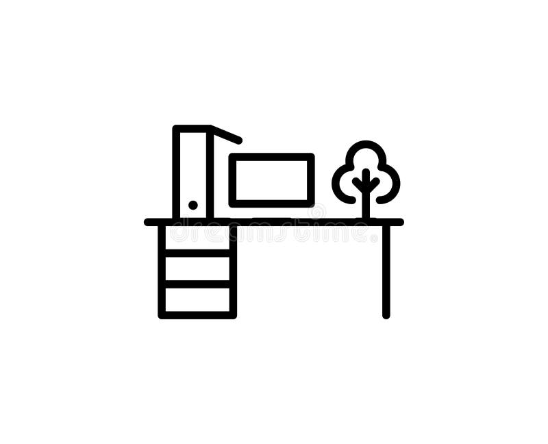 Work desk line icon stock illustration. Illustration of comfortable ...