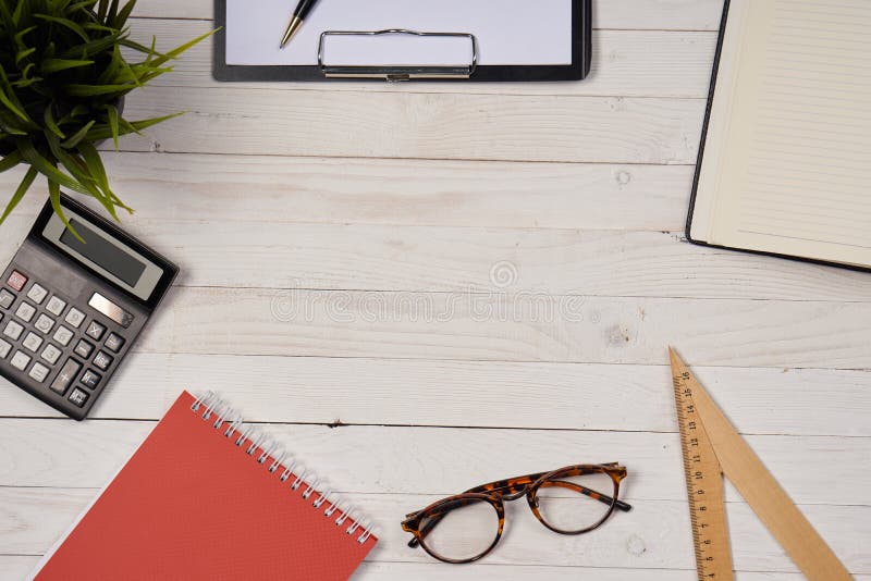 Work Desk Stationery Paper Folder Office Stock Photo - Image of blank ...