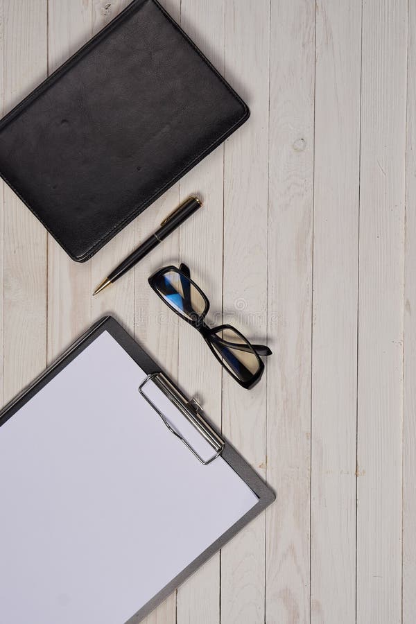 Work Desk Stationery Paper Folder Office Stock Image - Image of green ...