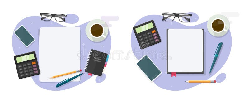 Work Desk Table Vector Overhead Top View Vector Above Illustration Flat ...