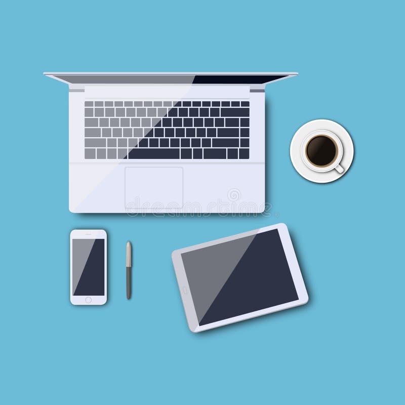 Work Desk Vector Illustration. Stock Vector - Illustration of debugging ...