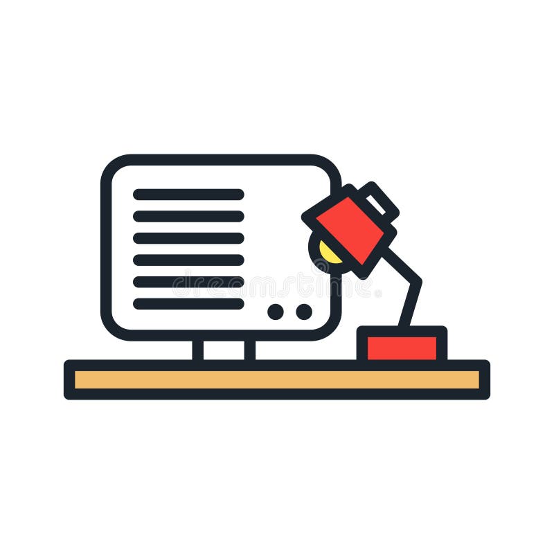 Work Desktop Icon Color Illustration Design Stock Vector - Illustration ...
