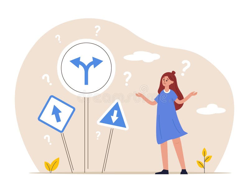 Work Direction or Choose the Right Way To Success Concept. Business ...