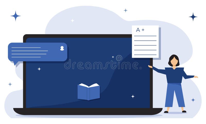 Work and Education Online. Virtual Classes, Chat Windows, Laptop ...