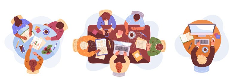 Students Around Study Table Stock Illustrations – 13 Students Around ...