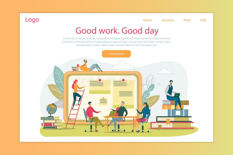 Work and Education Vector Landing Page Template Stock Vector ...