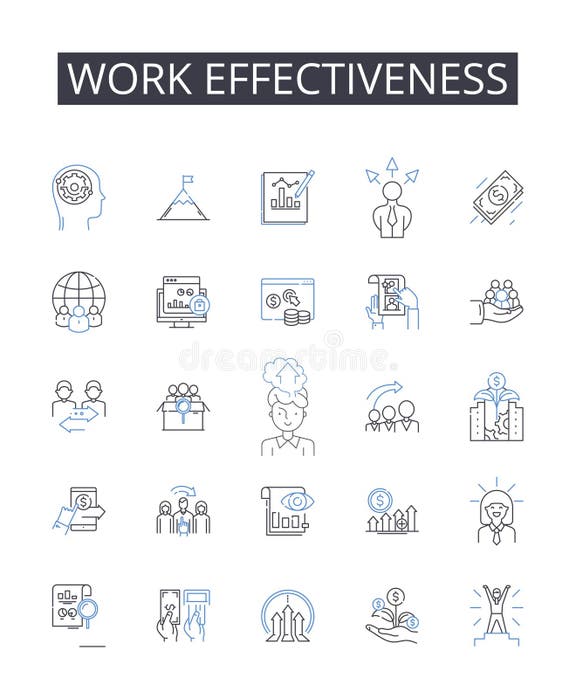 Work Effectiveness Line Icons Collection. Prospecting, Conversion ...