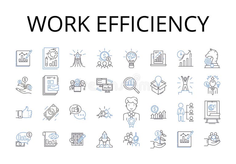 Work Efficiency Line Icons Collection. Time Management, Productivity Boost, Resource Utilization ...