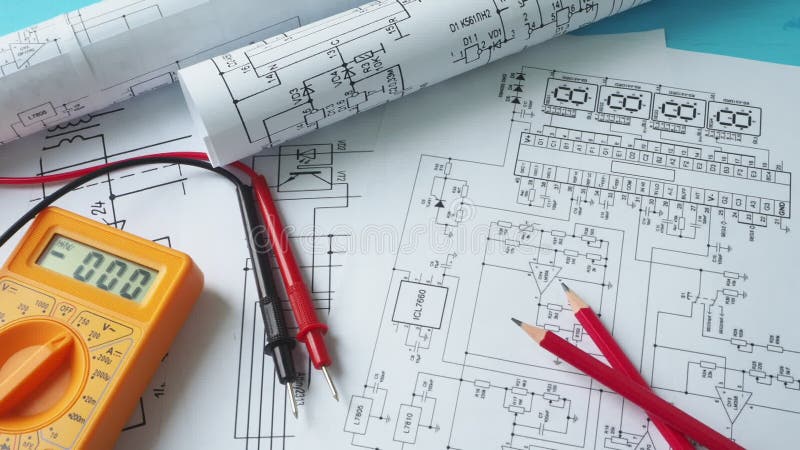 Drawings for Engineering Work on Project and Calculations Stock Footage ...