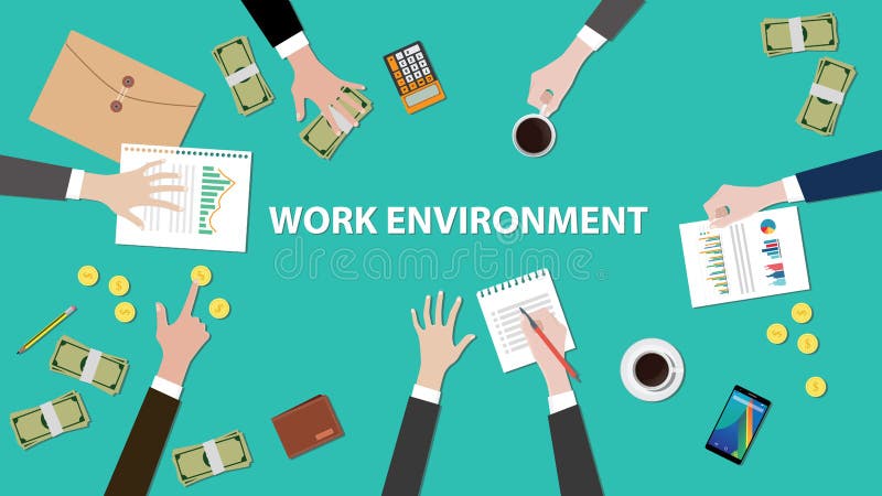 Work Environment Concept Discussion Illustration with Paperworks, Money ...