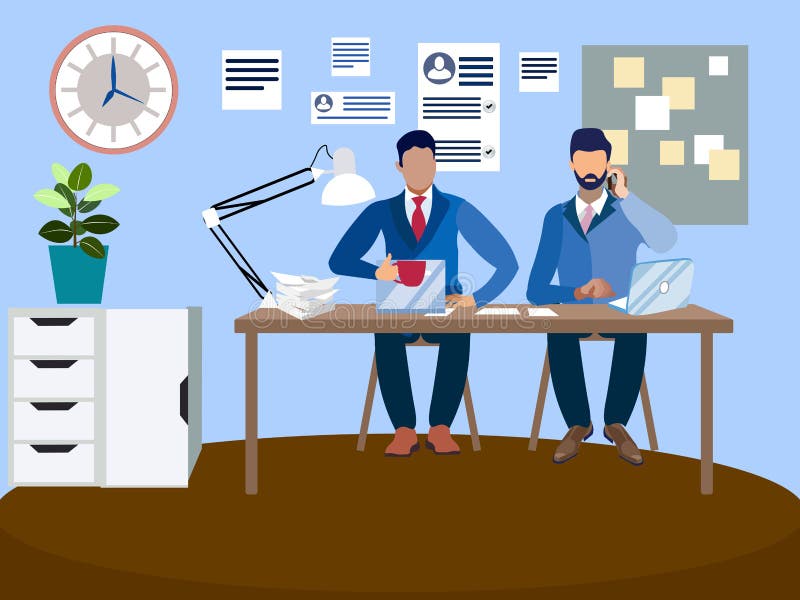 The Work Environment in the Office. Employees Solve the Problem Stock ...