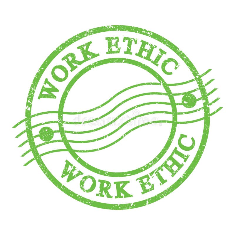 WORK ETHIC, Text Written on Green Postal Stamp Stock Illustration ...