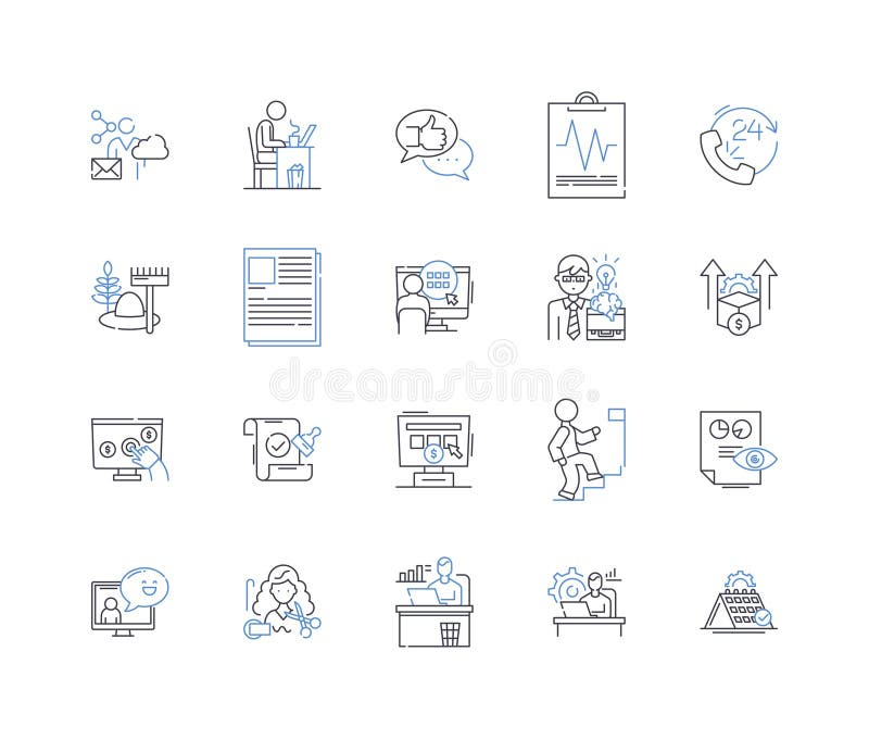 Work Evolution Line Icons Collection. Technology, Automation ...