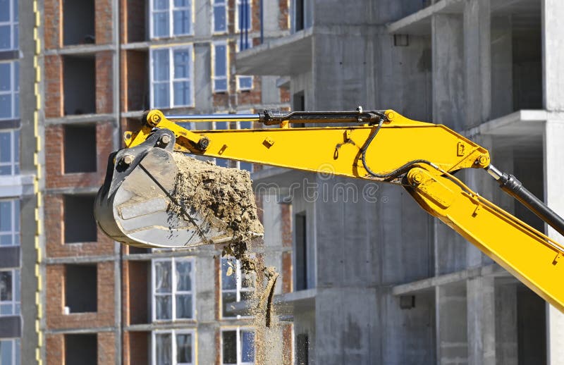 Excavating Machine on Construction Site Stock Photo - Image of ...