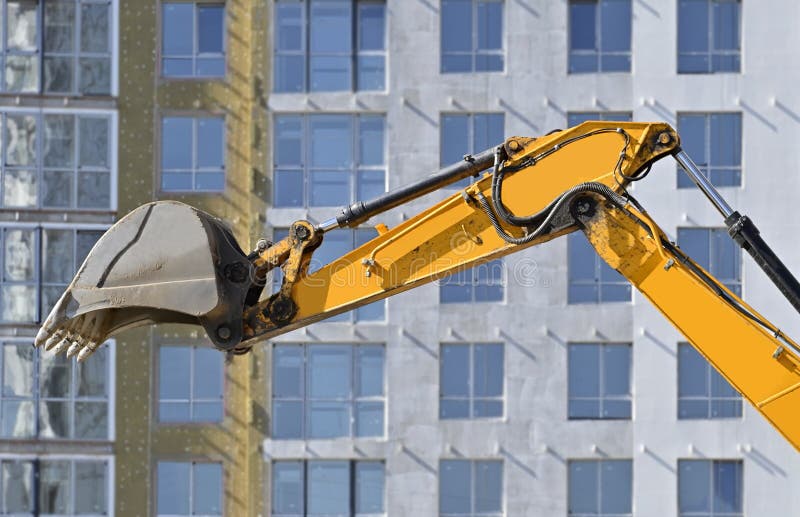 Excavating Machine on Construction Site Stock Image - Image of dredger ...