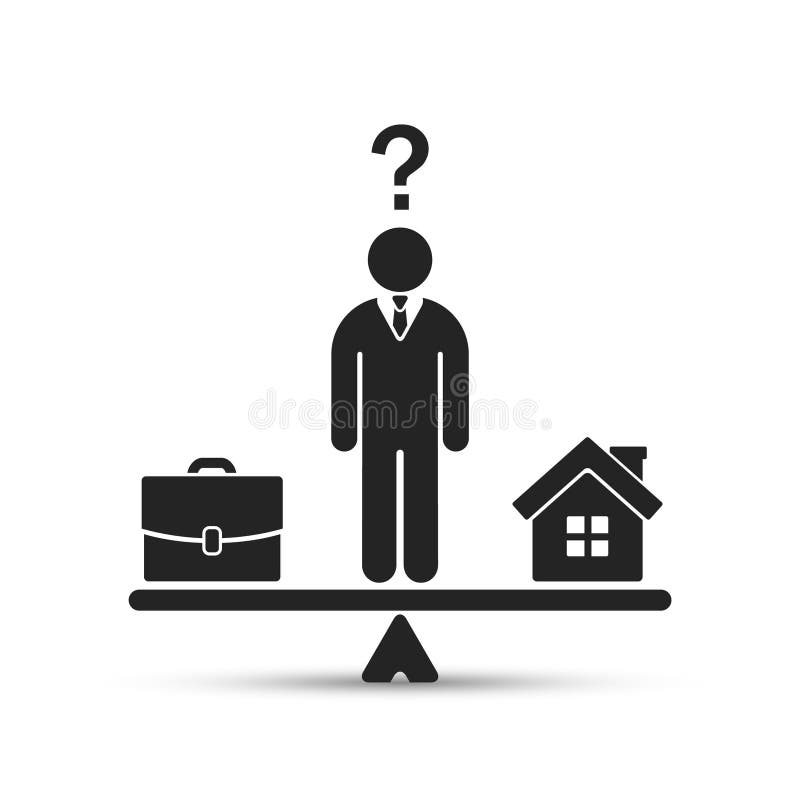 Home and Business Scales Icon. Weight between Work, Money and Your ...