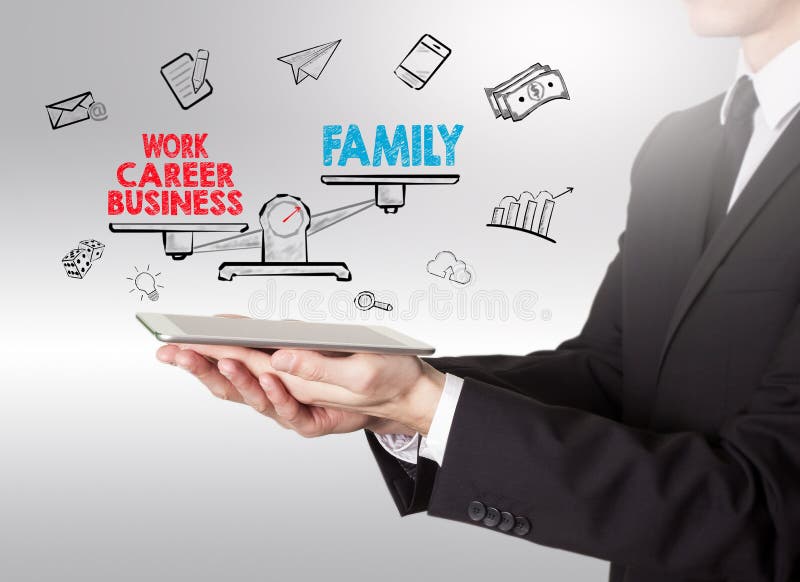 Work Family Life Balance, Young Man Holding a Tablet Computer Stock ...